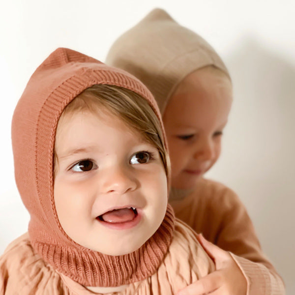 Hvid Knitted Balaclava Eddy - Sand – Elenfhant